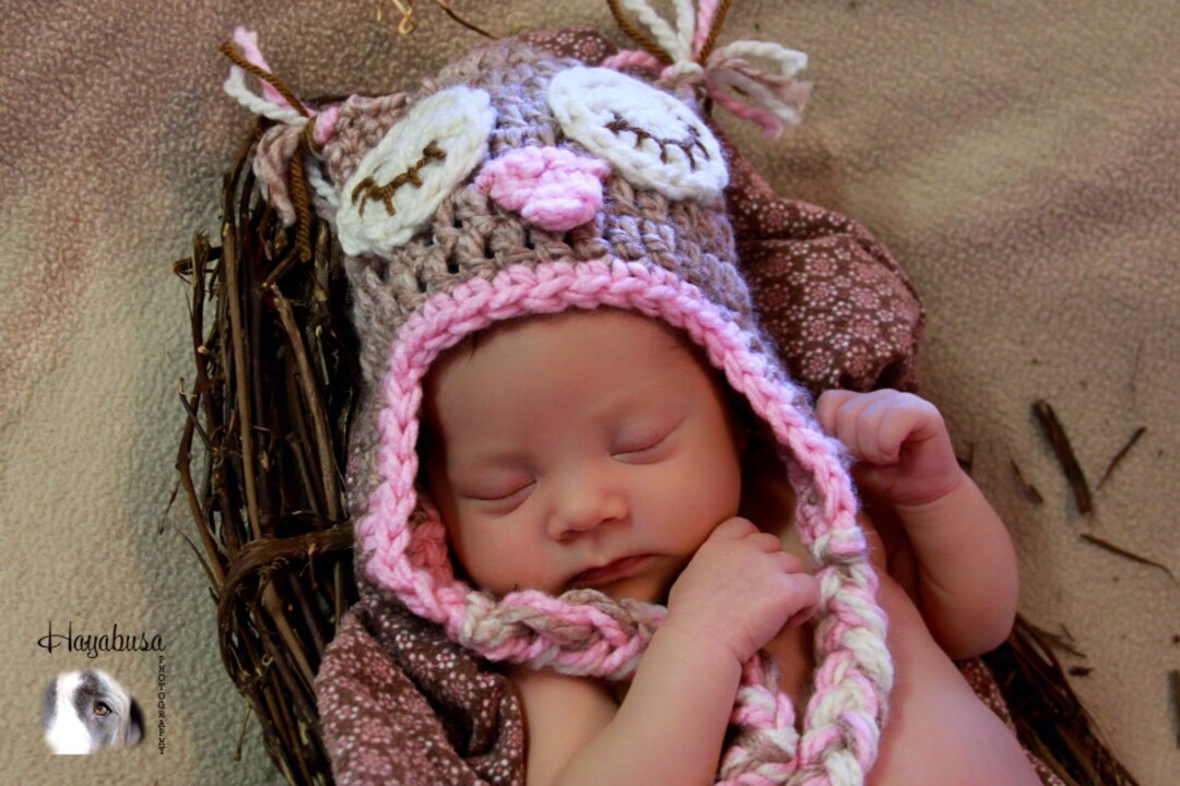 Owl, Owlette Baby Hat, Crochet Owl Hat, Sleeping Crochet Owl Hat - Etsy