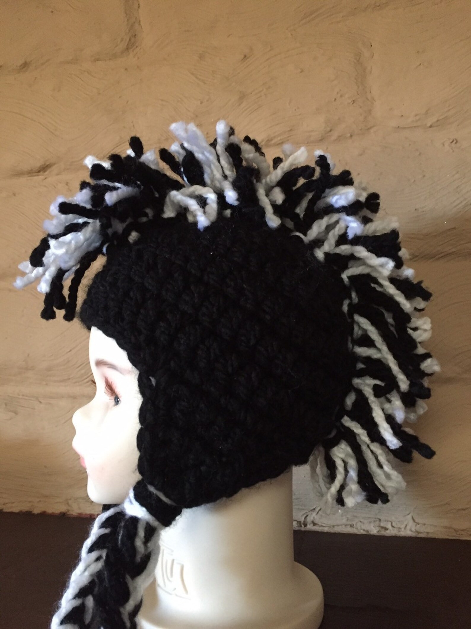 Mohawk Fringe Crochet Hat With Skull Baby Crochet Hat - Etsy