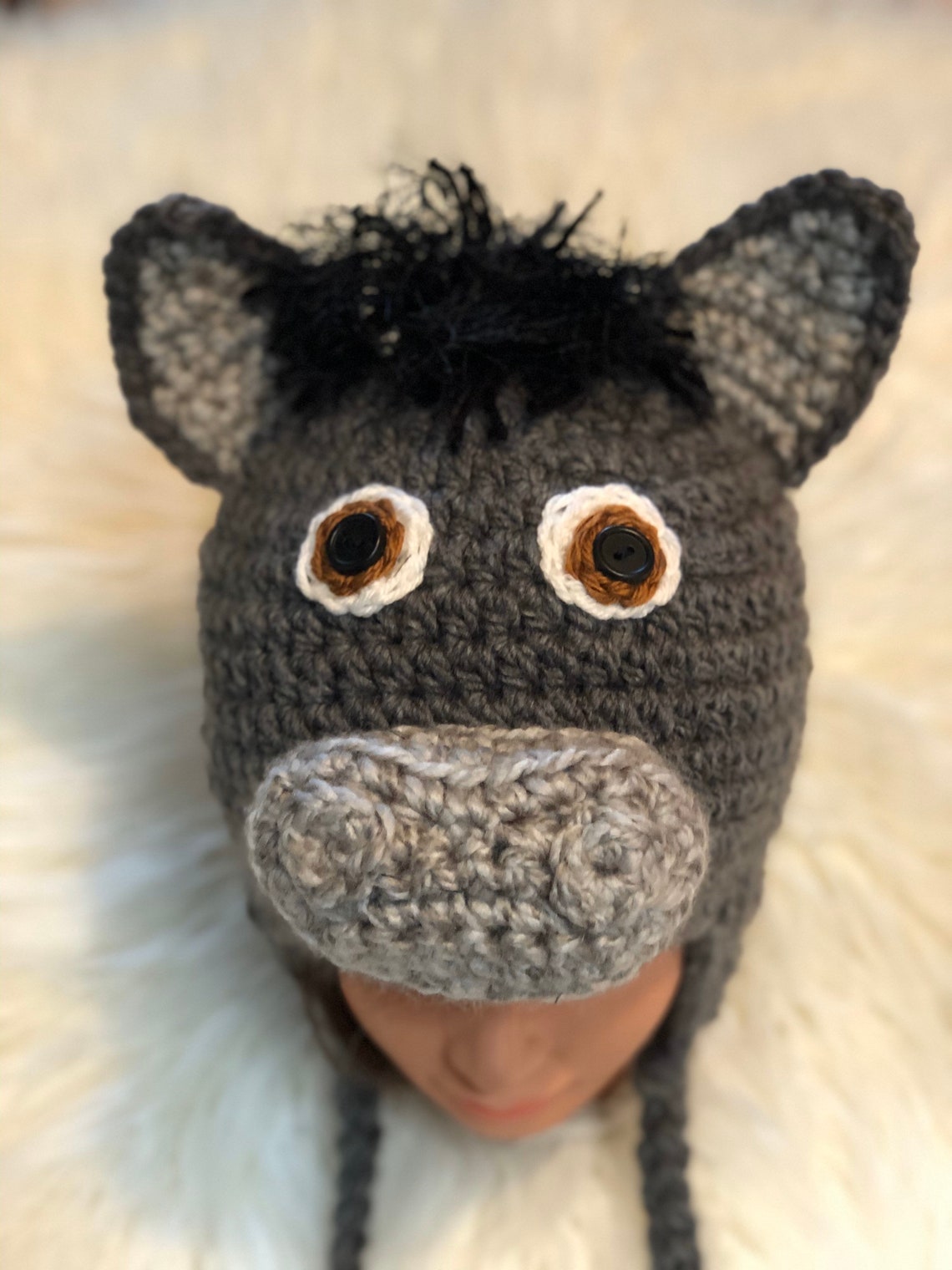 Donkey Hat Donkey Crochet Hat Crochet Donkey hat Crochet hat | Etsy