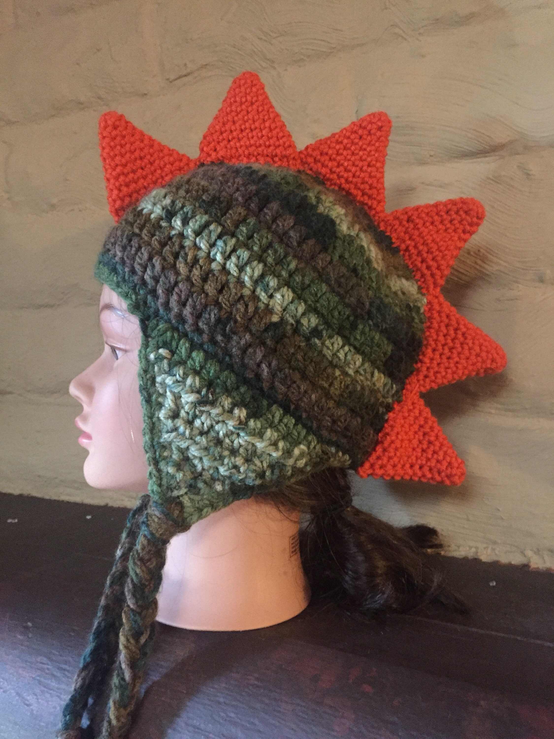 Dinosaur Mohawk Blue and Black Crochet Hat | Etsy