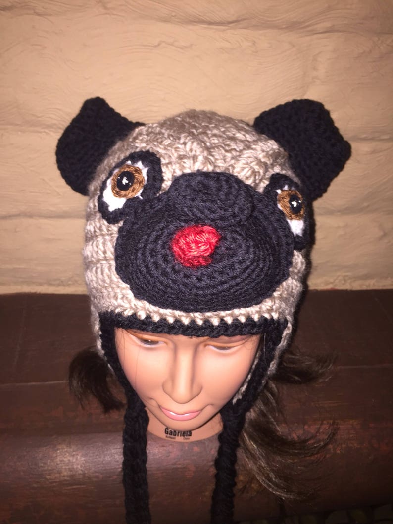 Pug Hat, Crochet Pug Hat, Crochet Pug Beanie - Etsy