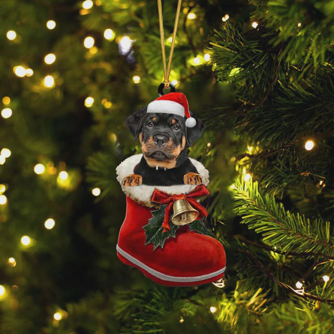 Rottweiler 3 in Santa Boot Christmas Two Sided Ornament - Etsy