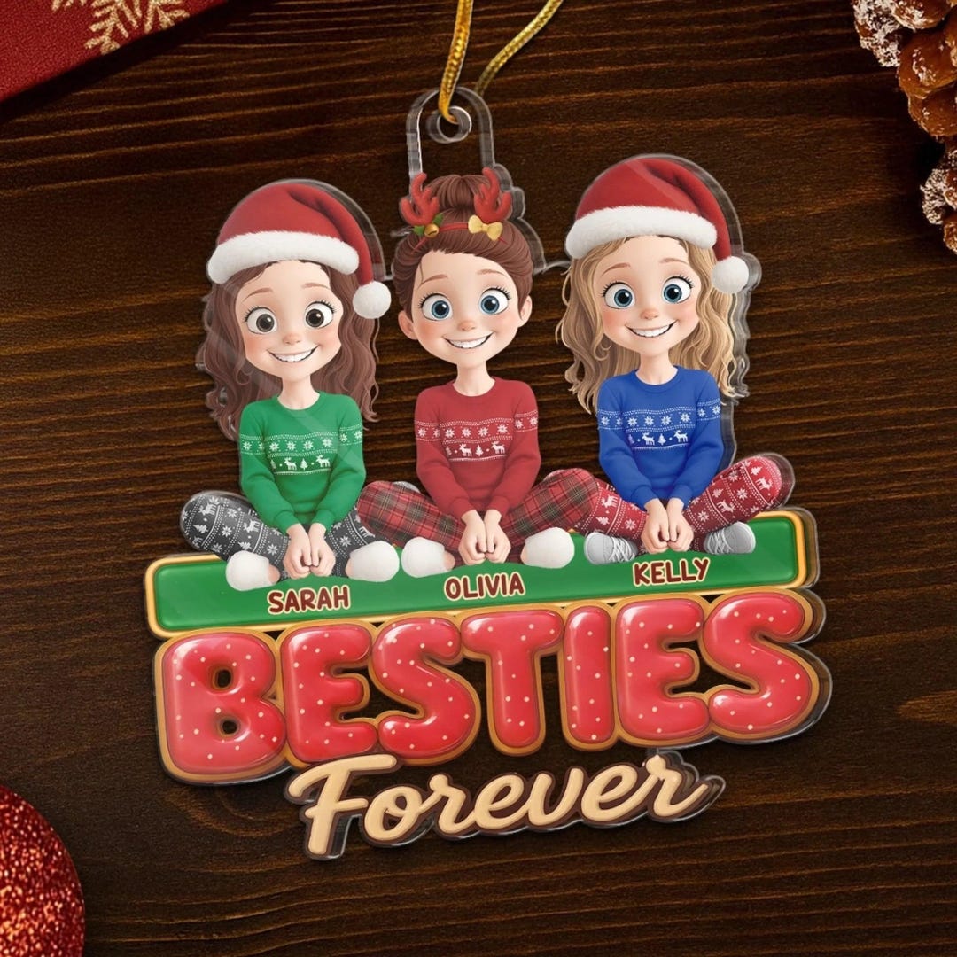 Personalized Besties Forever Trio Ornament | Custom Name Christmas ...