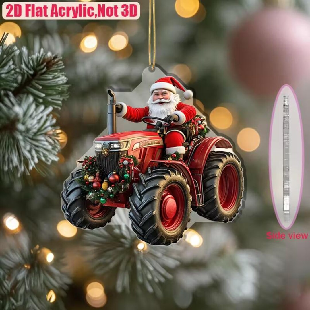 Personalized Santa on Tractor Christmas Ornament | Custom Name Farmer ...