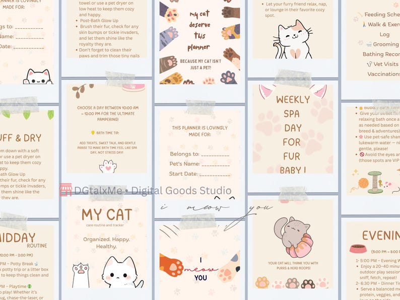 Cute Cat Care Planner | Printable & Digital PDF | A4 Cat Organizer ...