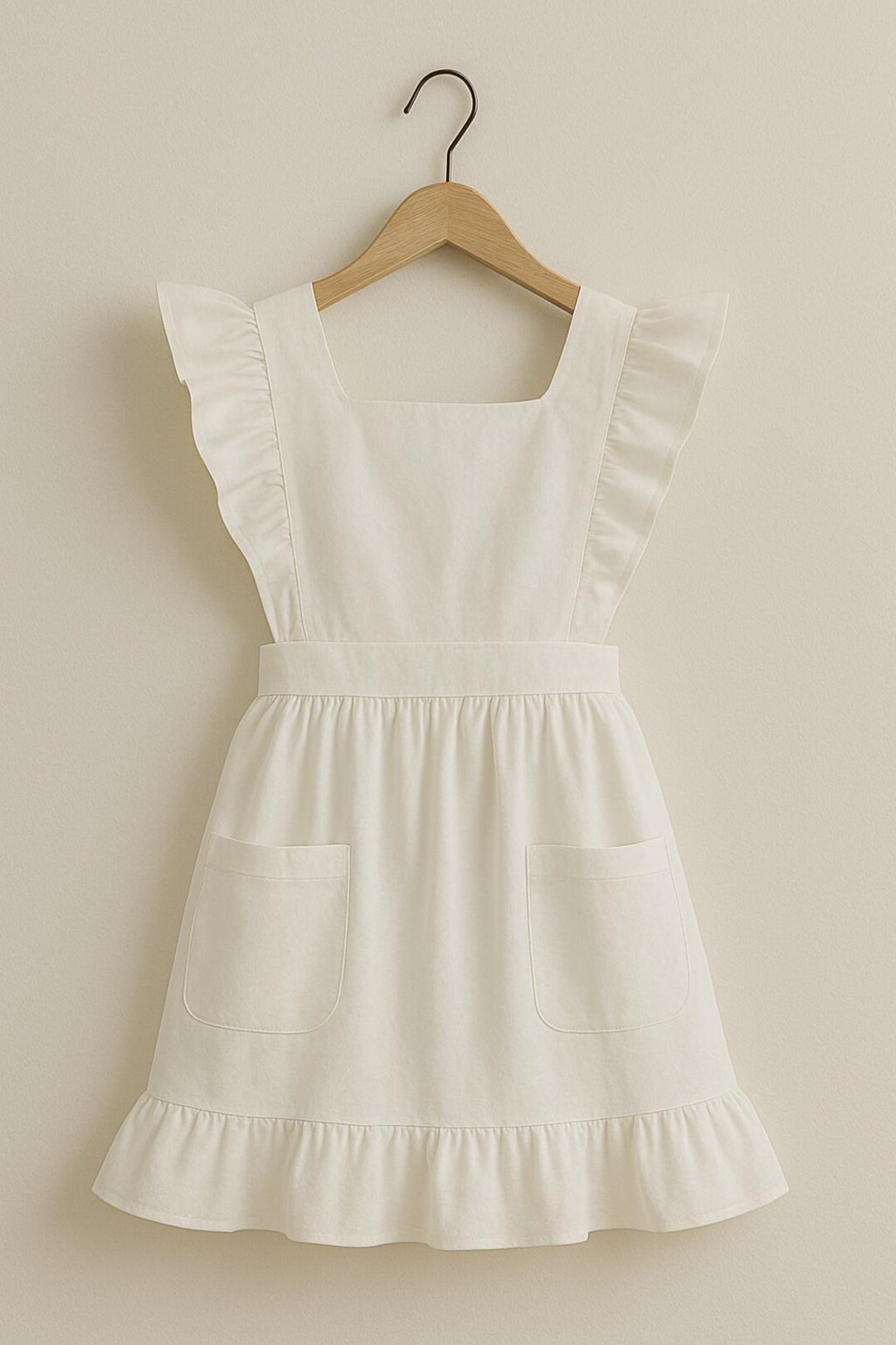 White Cotton Rufle Apron – Vintage Cottagecore Kitchen Bridal Apron ...