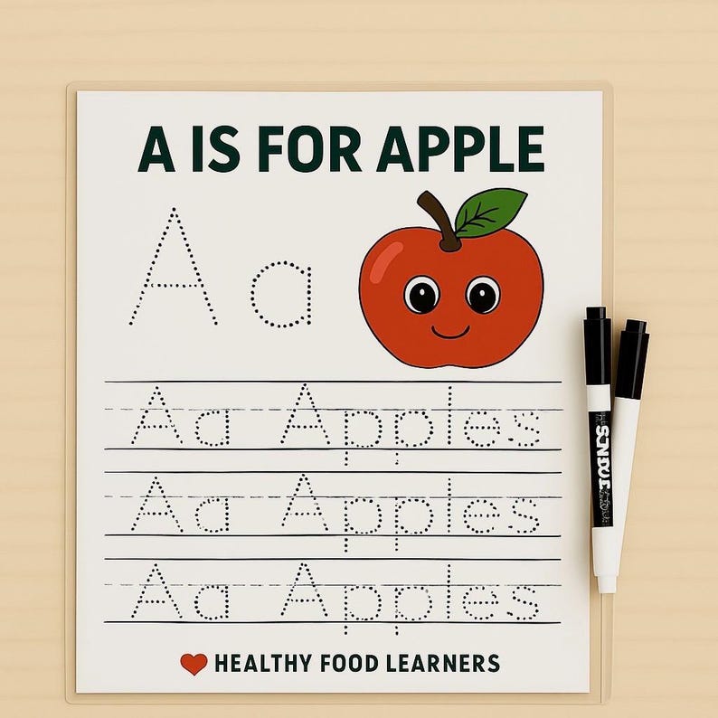 Alphabet Tracing Worksheet, A is for Apple Printable (PDF) - Etsy