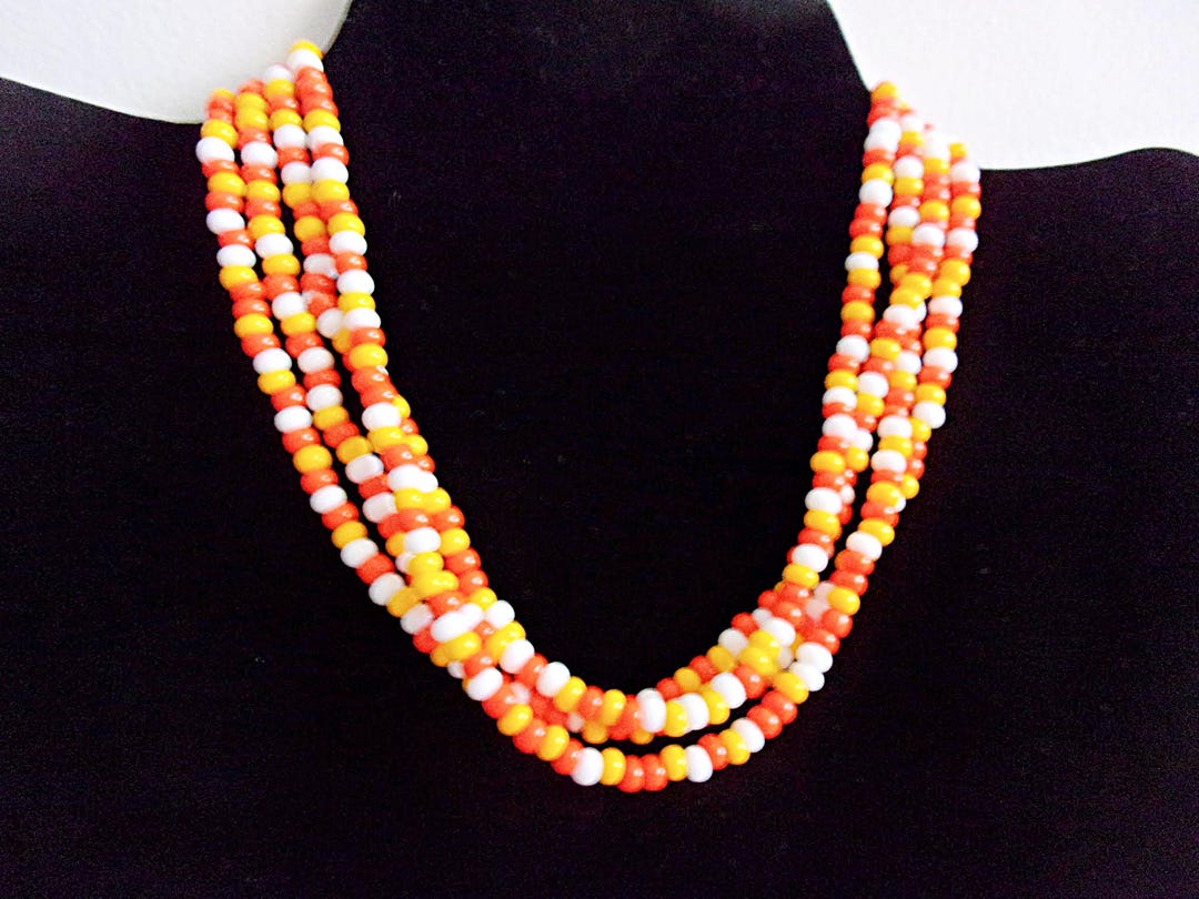 Long Halloween Necklace, Candy Corn-colored Seed Beads, 50 Inches - Etsy