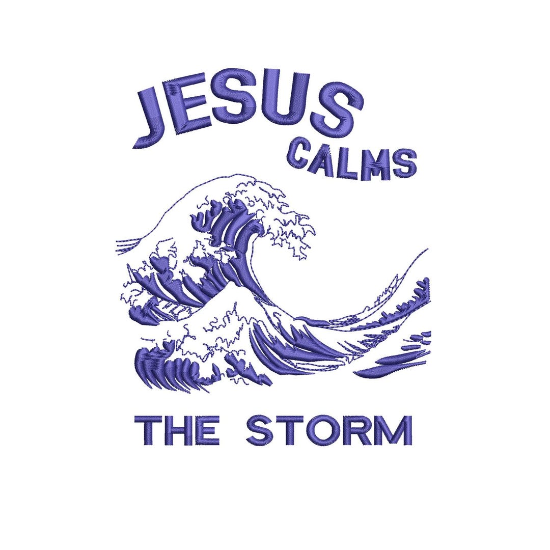 Jesus Calms the Storm Embroidery Design, Christian Faith Ocean Wave ...
