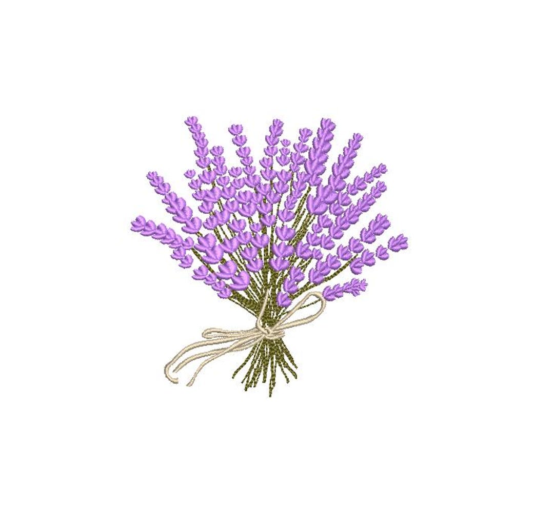Lavender Bouquet Embroidery Design, Purple Floral Herb Bundle Machine ...