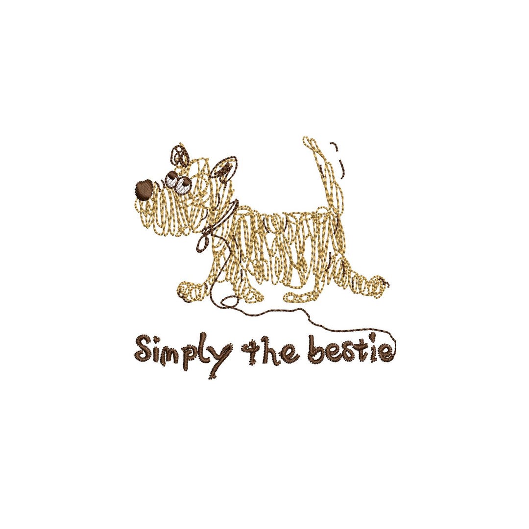 Simply the Bestie Dog Embroidery Design, Cute Friendship Dog Quote ...