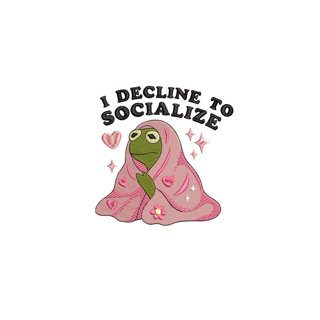 Anti Social Frog Embroidery Design, Funny Introvert Frog Quote Machine ...