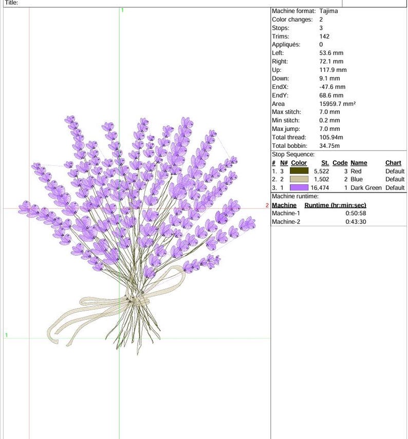 Lavender Bouquet Embroidery Design, Purple Floral Herb Bundle Machine ...