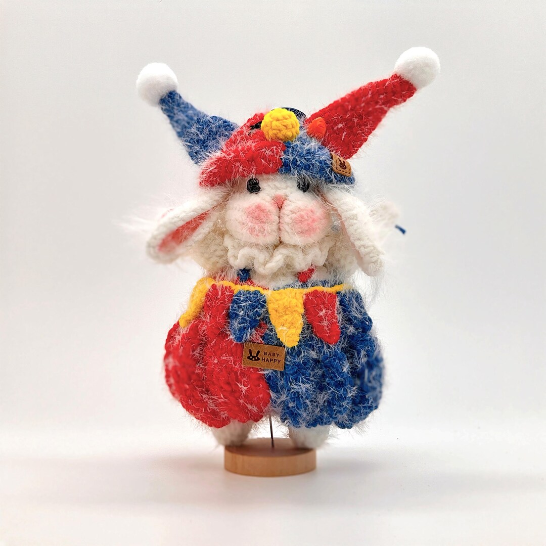 Handmade Crochet Bunny in Jester Outfit – Cute Plush Keychain, Soft Toy ...