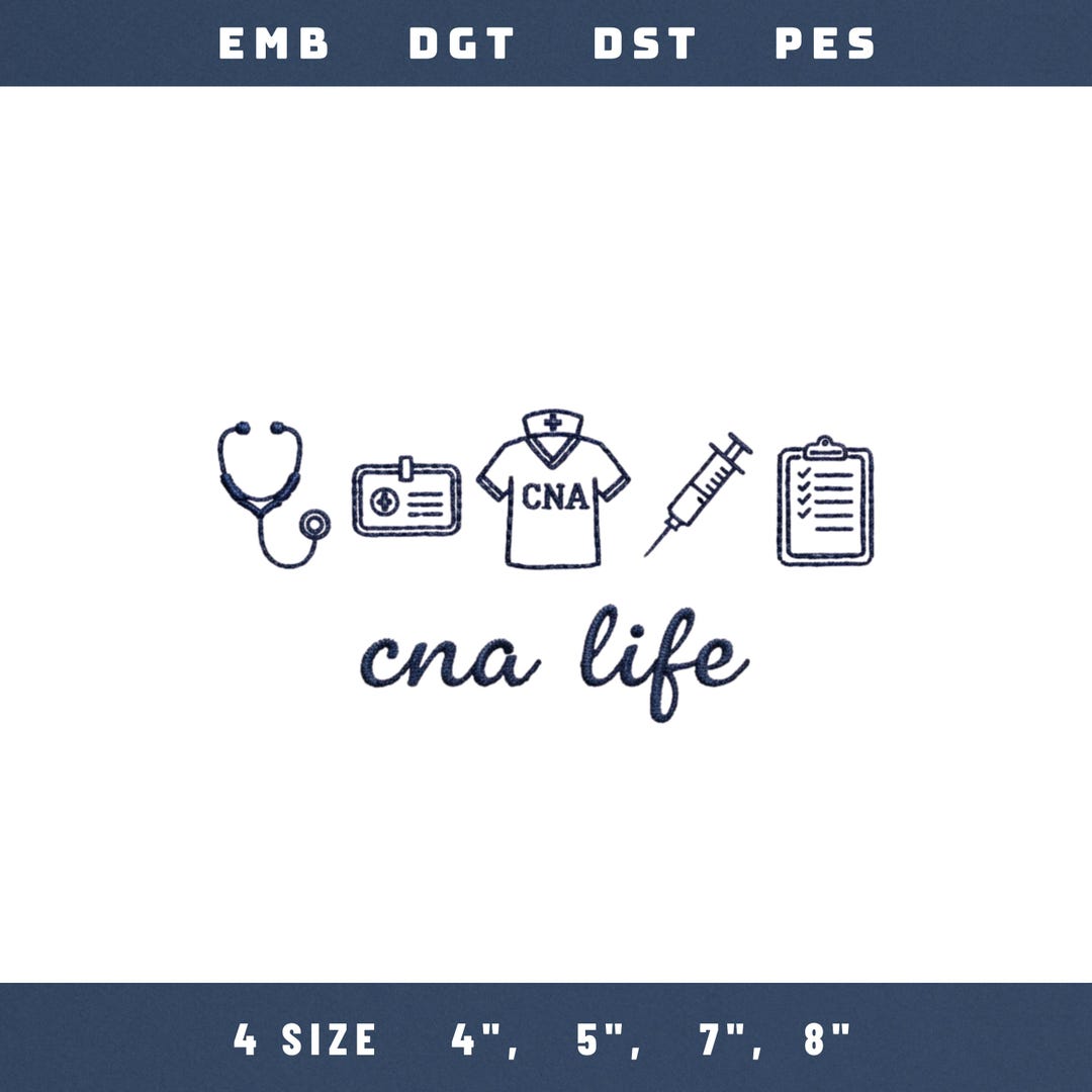 CNA Life Embroidery File Nurse Medical Machine Embroidery Design ...