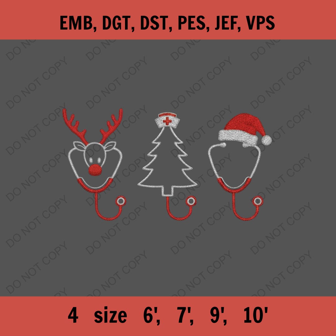 Nurse Christmas Tree Embroidery Design Christmas Doctor Embroidery File ...