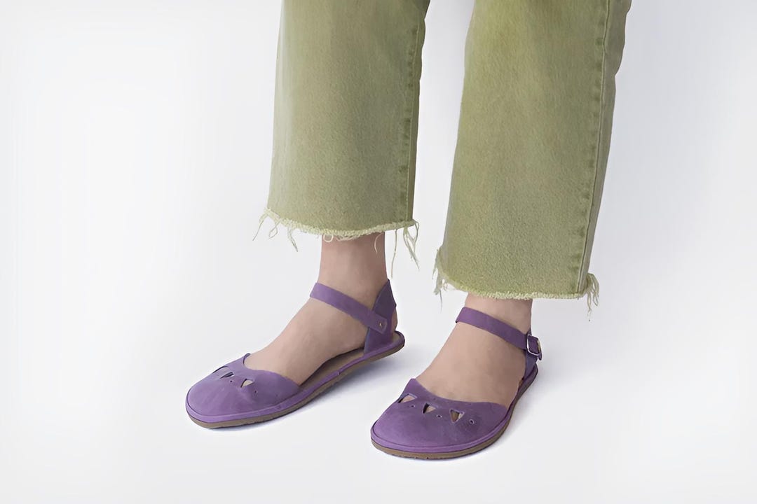 Kali in Glicine - Closed Toe Cut-out Sandals - Minimalist Flats - Etsy