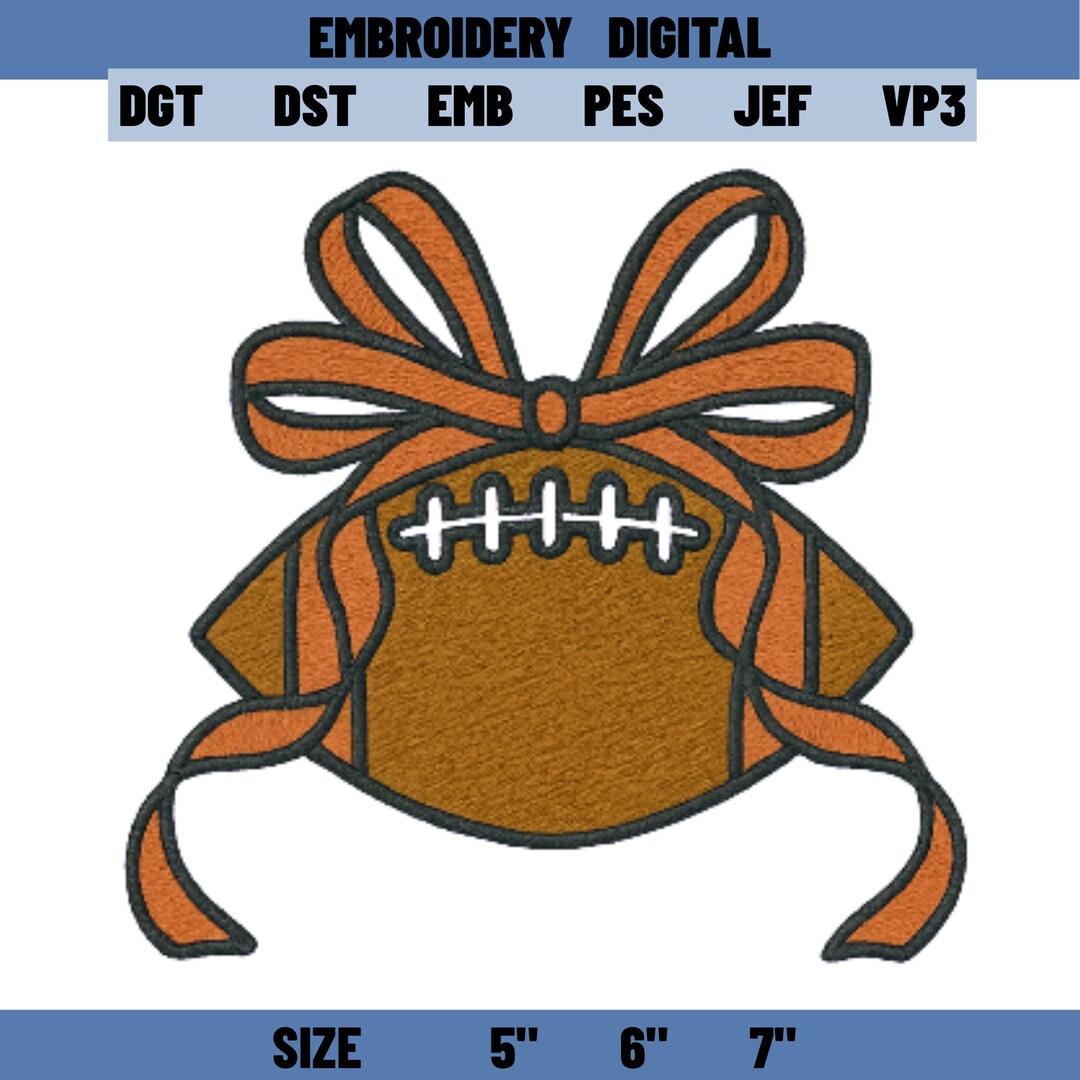 Football With Bow Embroidery File Game Day Design Halloween Football ...