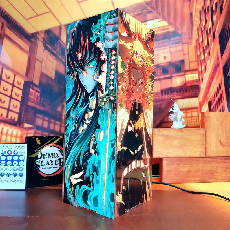 DL 4 Pillars 1- Wooden Box Lamp, Anime Warrior Led Light Box, Unique ...