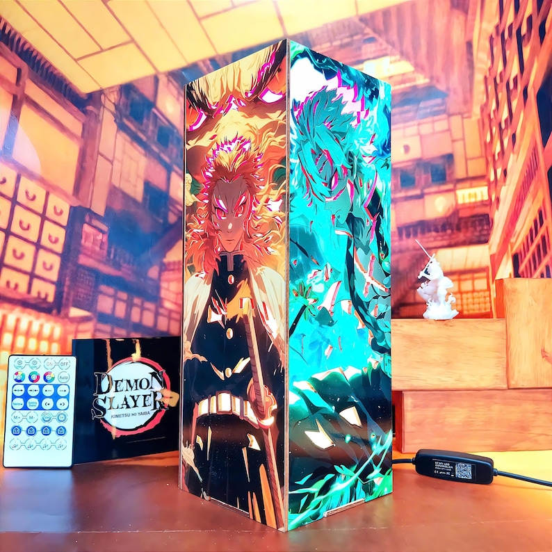 DL 4 Pillars 1- Wooden Box Lamp, Anime Warrior Led Light Box, Unique ...