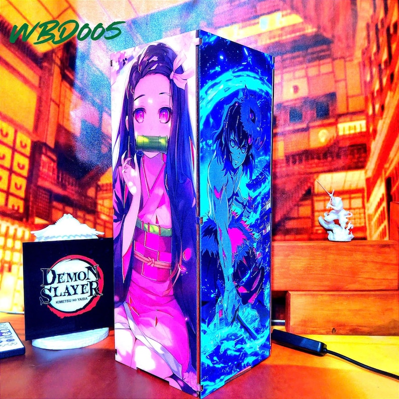 Demon Slayer - 4 Main Characters- Wooden Box Lamp, Best Manga Night ...