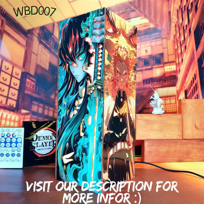 Demon Slayer - 4 Main Characters- Wooden Box Lamp, Best Manga Night ...