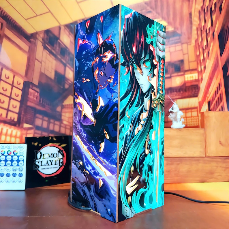 DL 4 Pillars 1- Wooden Box Lamp, Anime Warrior Led Light Box, Unique ...