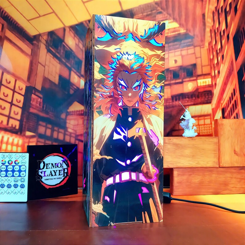 DL 4 Pillars 1- Wooden Box Lamp, Anime Warrior Led Light Box, Unique ...