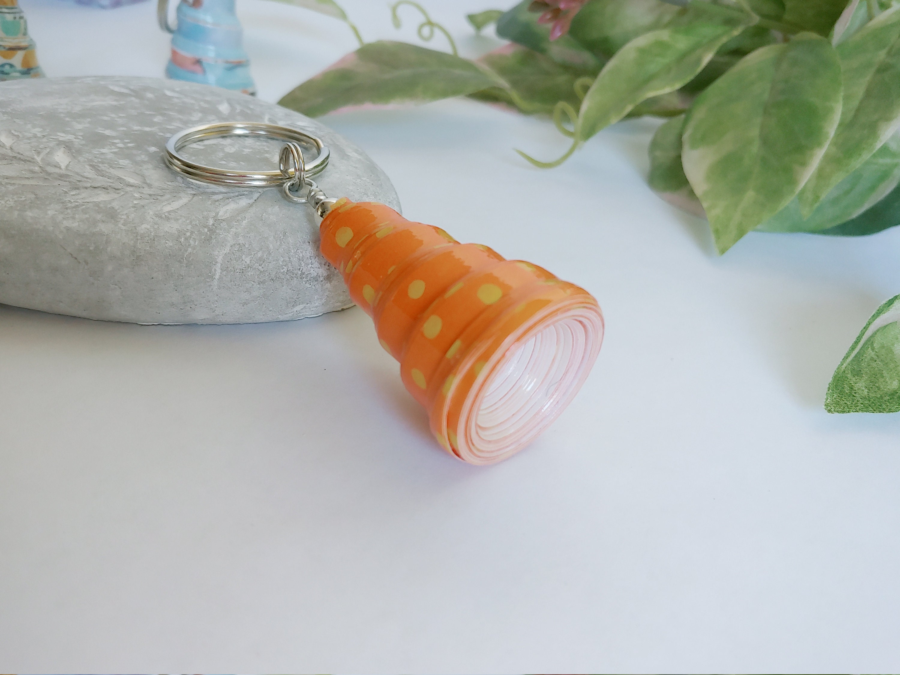 Orange keychains 1st anniversary gift beaded key chain | Etsy