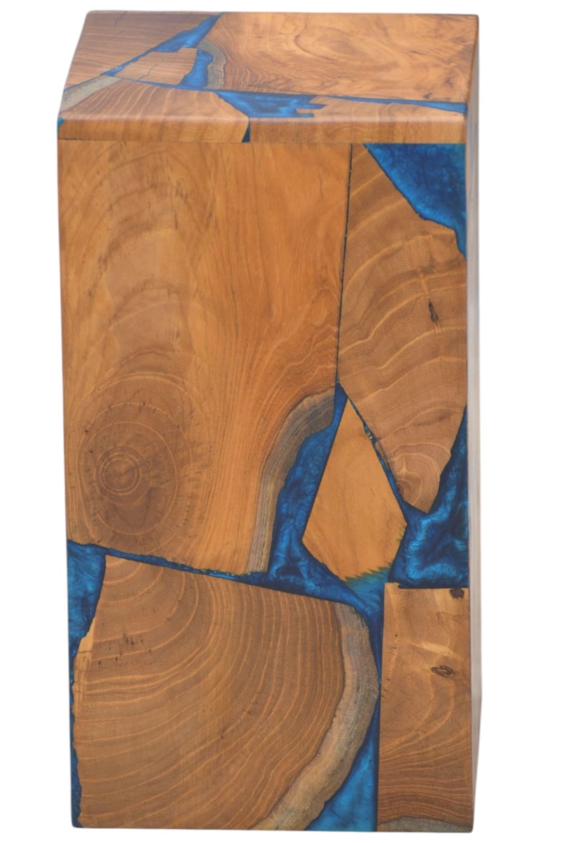 Handmade Blue Resin & Wood Cremation Urn: Modern Memorial Ashes Box - Etsy