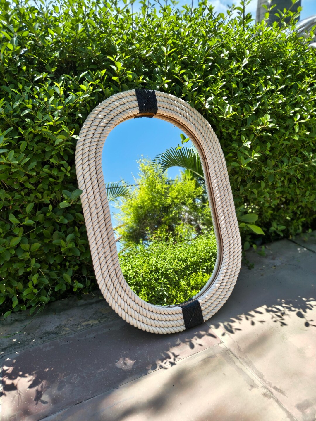 Handmade Oval Rope Mirror: Rustic Coastal Wall Decor - Etsy