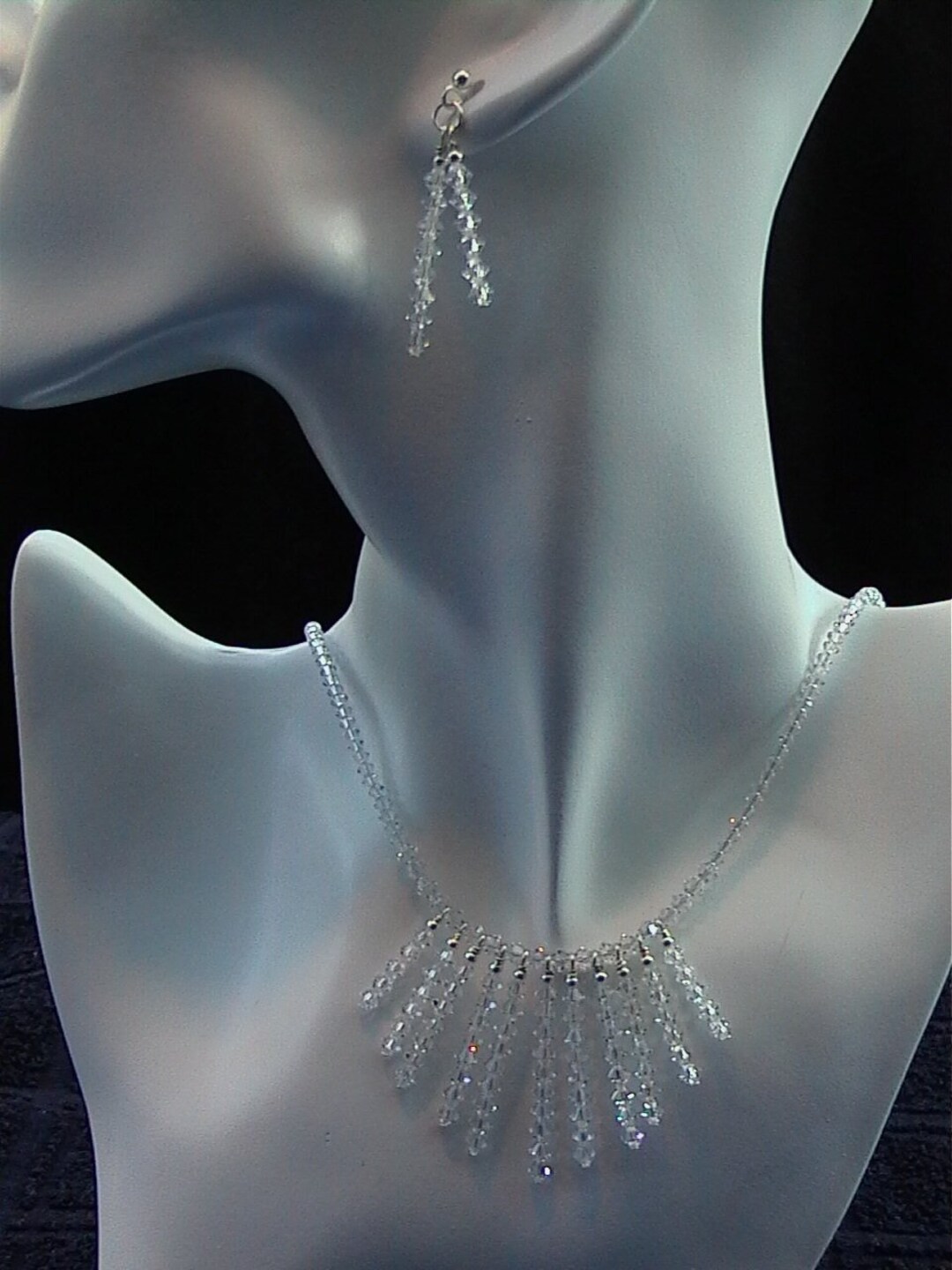 Starlet - Art Deco Styled Clear Swarovski Crystal Necklace and Earring ...