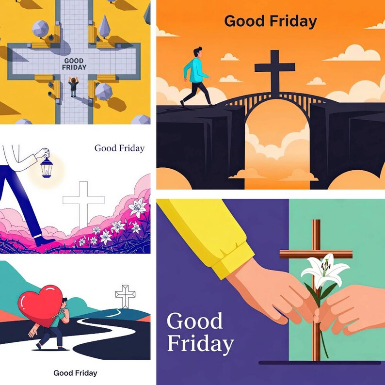 Good Friday Graphics Bundle | Christian Social Media Templates (JPG, AI ...