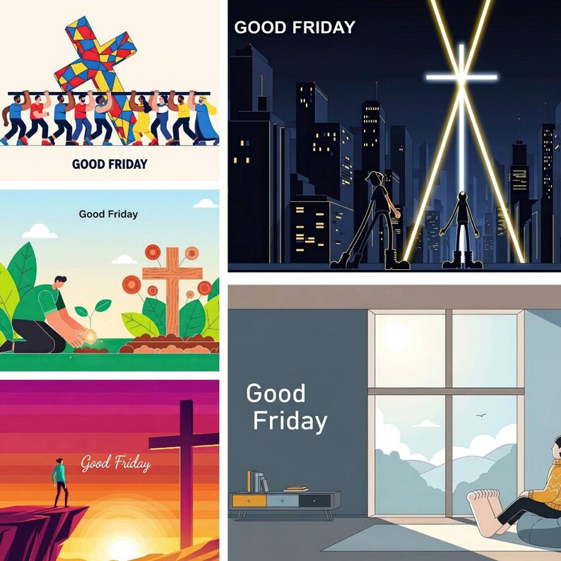 Good Friday Graphics Bundle | Christian Social Media Templates (JPG, AI ...