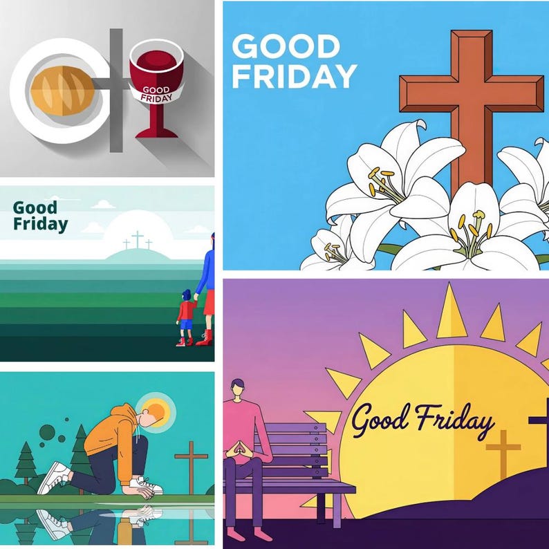 Good Friday Graphics Bundle | Christian Social Media Templates (JPG, AI ...