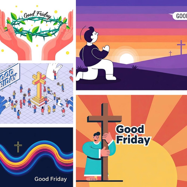Good Friday Graphics Bundle | Christian Social Media Templates (JPG, AI ...