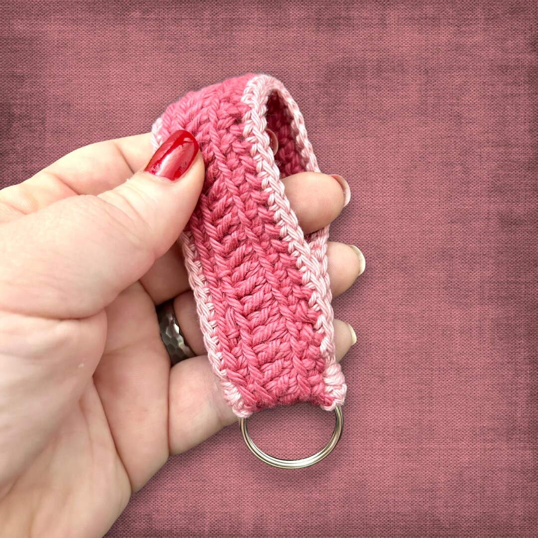 Pink Wristlet Keychain Cotton Crochet Sweet 16 New Drivers License Gift ...