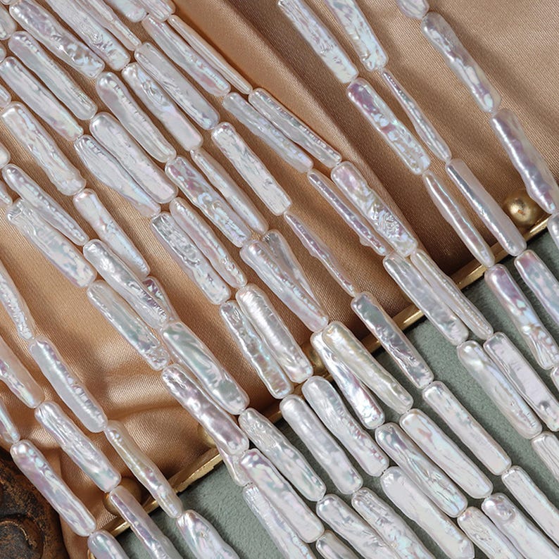Small Long, Baroque Pearl Beads, Natural Freshwater Beads, DIY 15-16PC ...
