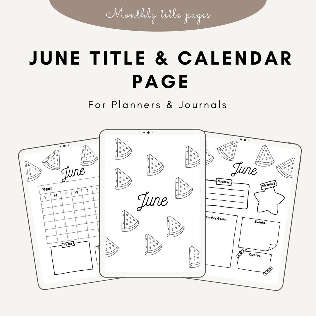 June Title Page I Watermelon I June Calendar I Printable Calendar I ...