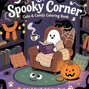 Cozy Halloween Coloring Book Cute Kawaii Spooky Coloring Pages for Kids ...