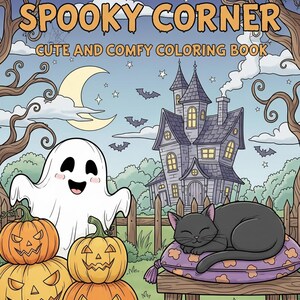 Cozy Halloween Coloring Book Cute Kawaii Spooky Coloring Pages for Kids ...