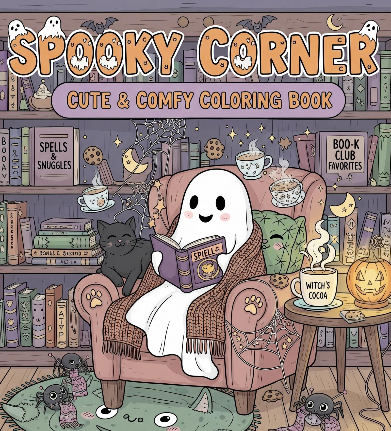 Cozy Halloween Coloring Book Cute Kawaii Spooky Coloring Pages for Kids ...