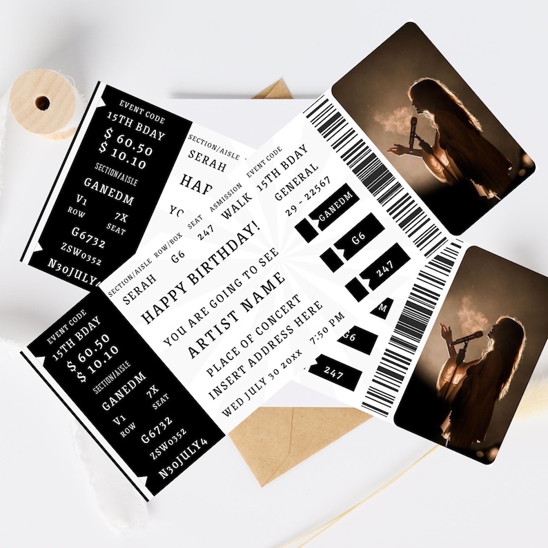 Editable Concert Ticket Template, Custom Concert Ticket Gift, DIY Event ...