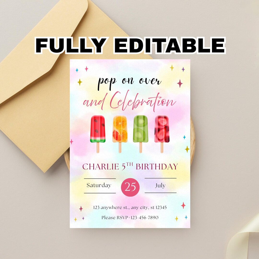 Popsicle Party Printable Invitation - Hand Illustrated Popsicle ...