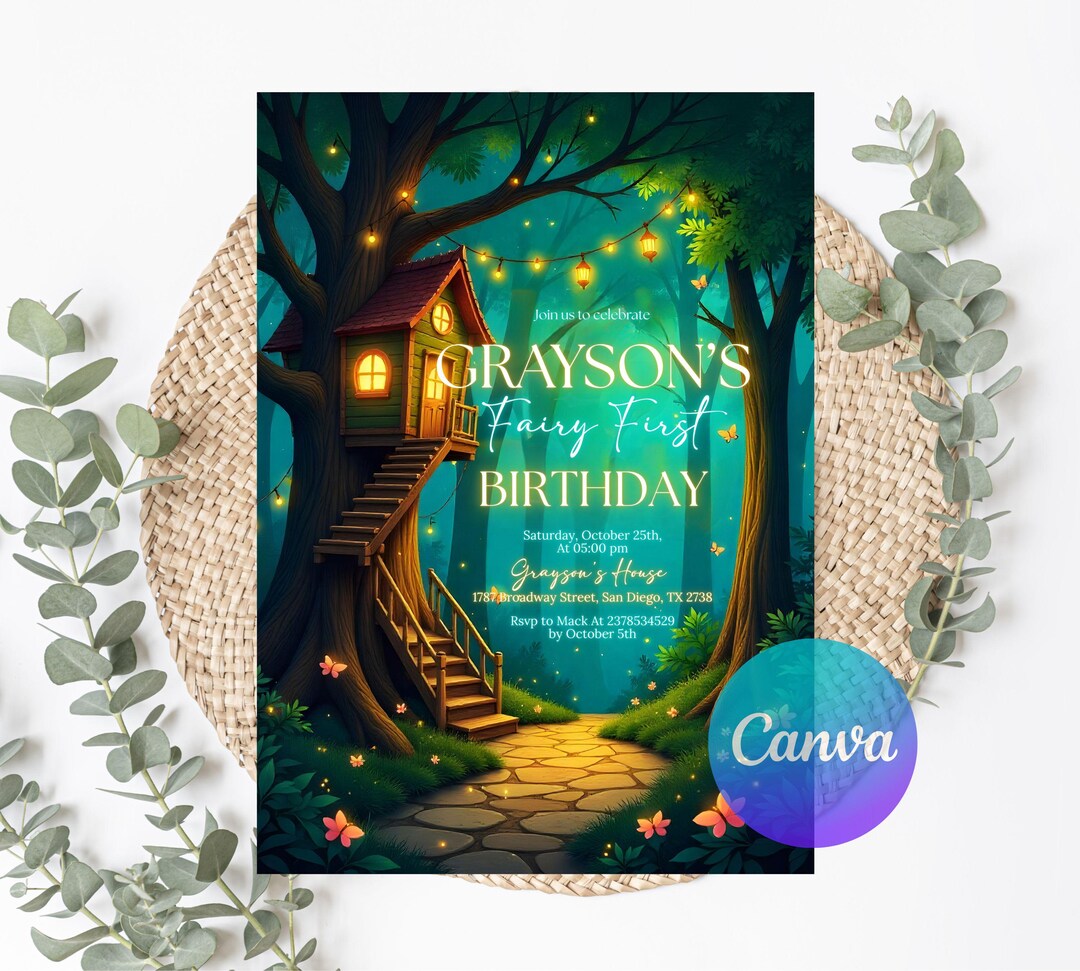 Enchanted Forest Birthday Invitation, Rustic Woodland Fairy Invitation ...