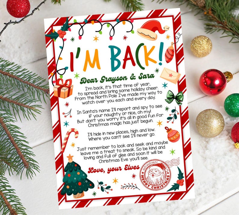 Editable Elf Letter, Elf Arrival Letter, Elf Return Letter, Elf I'm ...