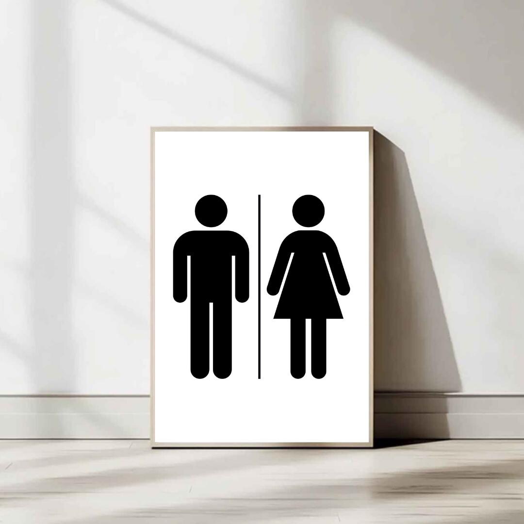 Restroom Sign Printable, Minimalist Bathroom Wall Art, Male Female ...