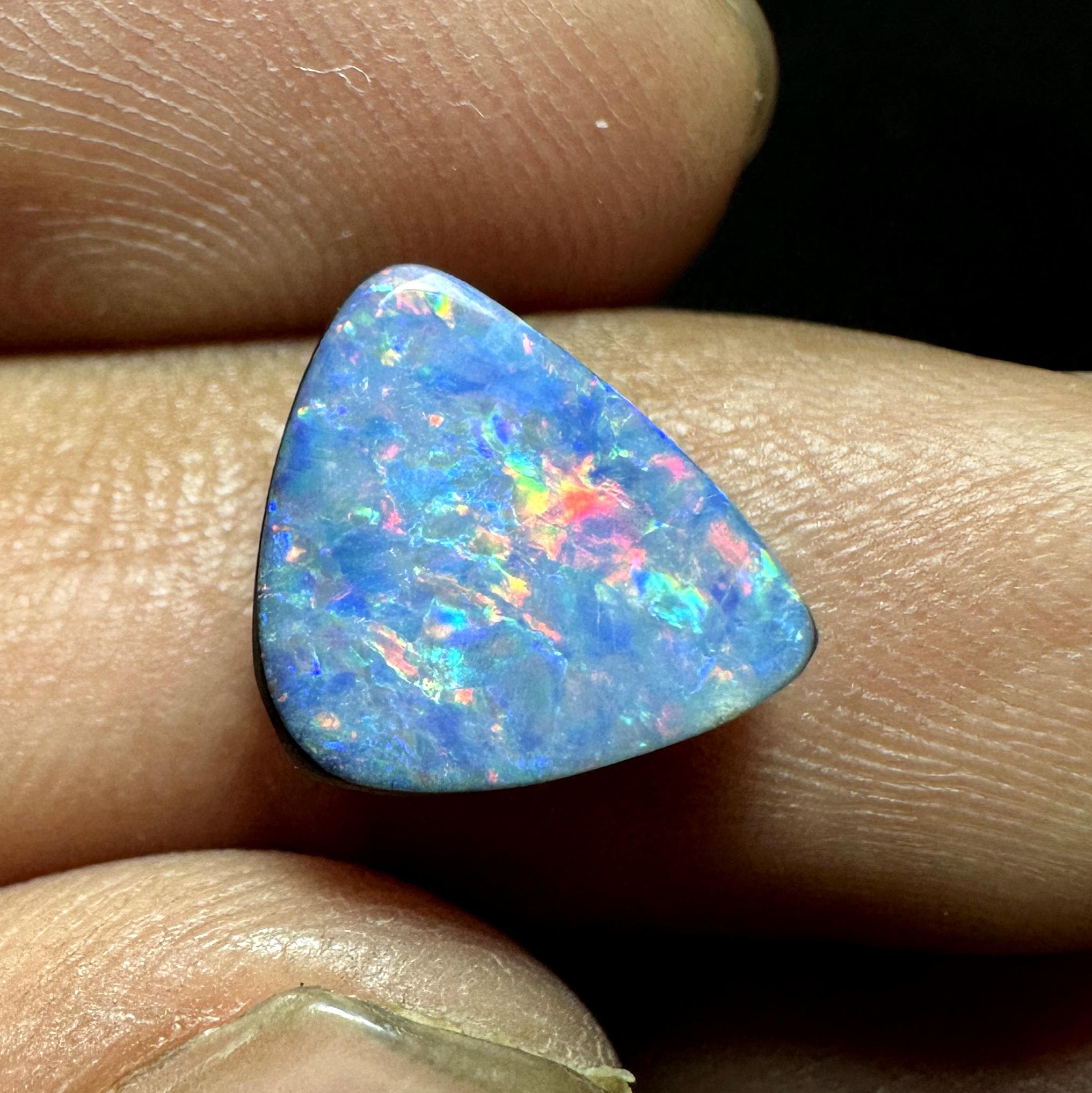 Coober Pedy Australian Opal Doublet, Rainbow Cabochon Stone (11x9x3mm ...