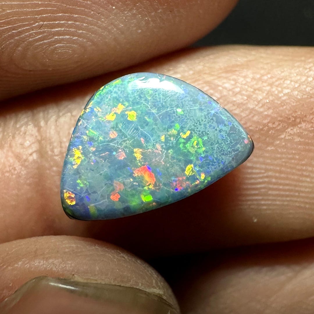 Coober Pedy Australian Opal Doublet, Rainbow Cabochon Stone (11x7x4mm ...