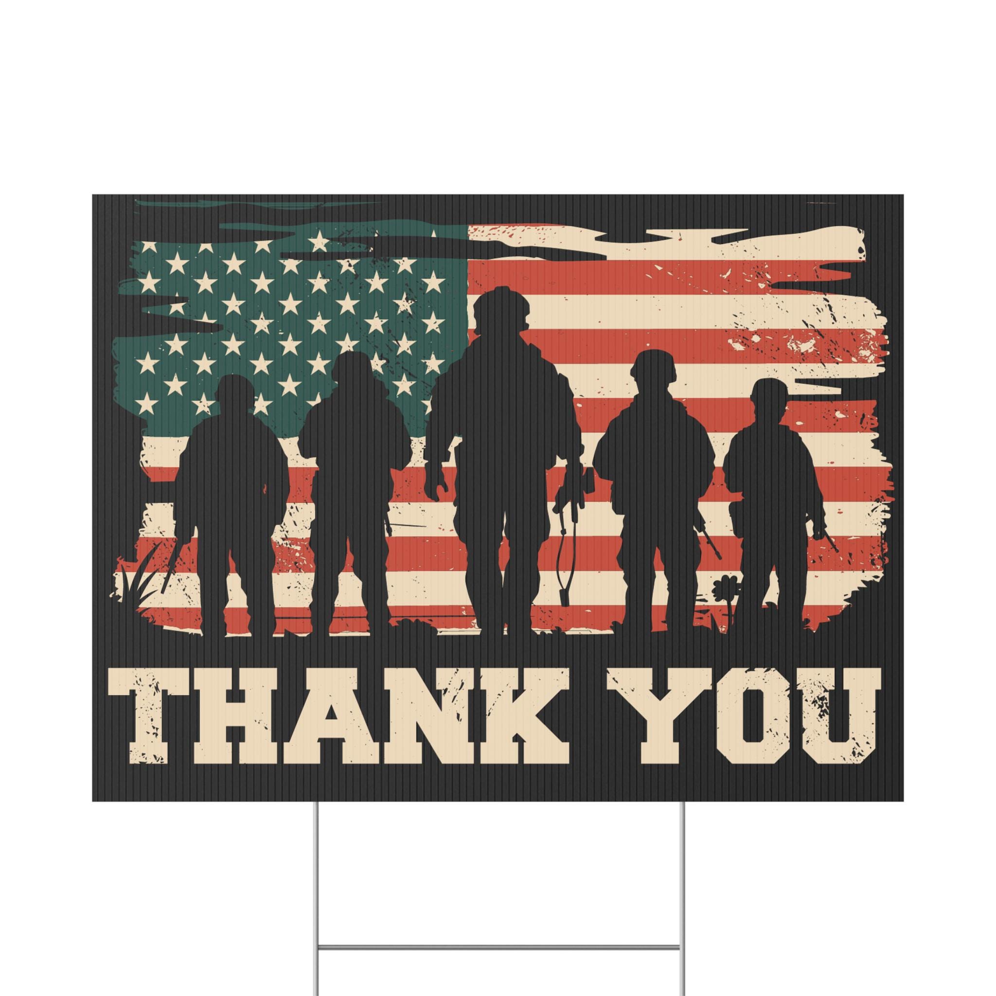 Patriotic Veteran's Day Yard Sign, Military Appreciation Decor, Thank ...
